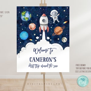 Editable Outer Space Welcome Sign Template, Outer Space Custom Sign ...