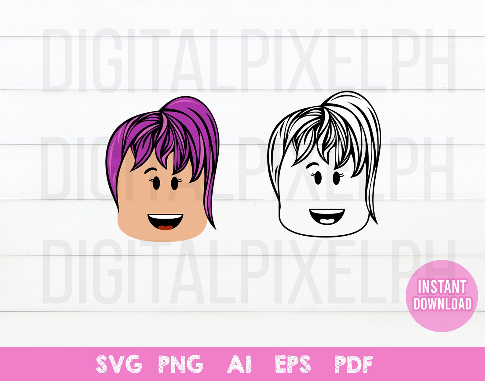 Roblox girl face SVG Roblox girl SVG Roblox girl Clipart | Etsy