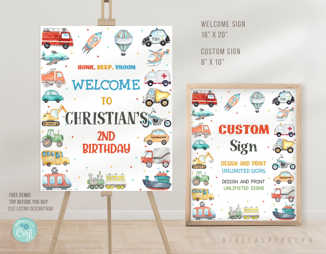 Editable Transportation Welcome Sign, Transportation Custom Sign ...