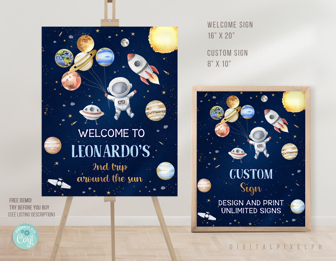 Editable Outer Space Welcome Sign Template, Outer Space Custom Sign ...