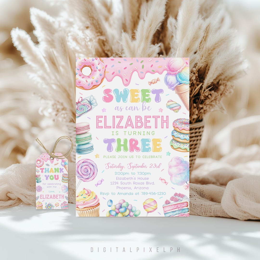 Sweets Candy Birthday Invitation Template (digital Download) - Etsy