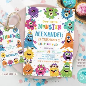 Editable Monster Birthday Invitation Template, Monster Birthday ...