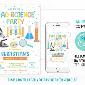 Editable Mad Science Experiment Birthday Invitation, Science Experiment ...