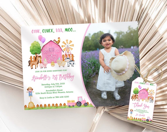 Farm Birthday Party Invitation Template With Photo Farm | Etsy