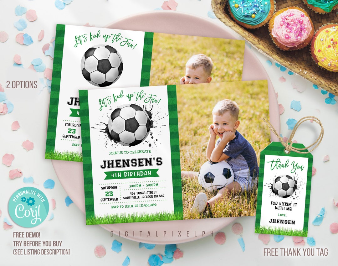 Editable Soccer Birthday Invitation Template, Soccer Birthday ...