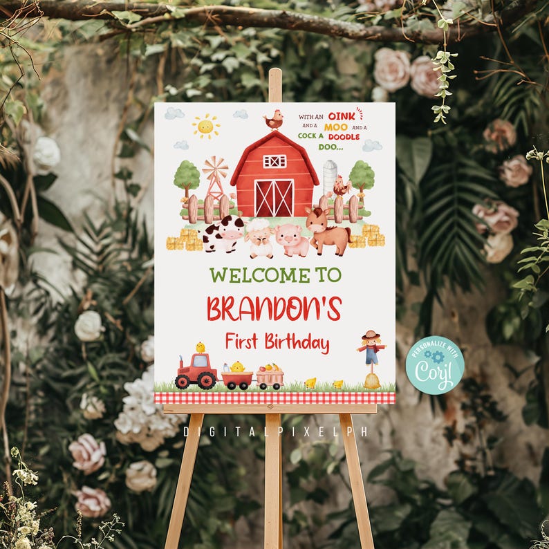 Editable Farm Birthday Welcome Sign Template (digital Download) - Etsy