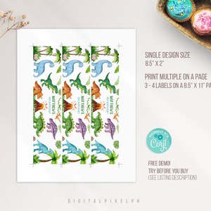 Dinosaur Birthday Water Bottle Label, Editable Template (digital ...