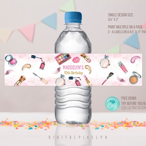 Editable Spa Party Water Bottle Label, Spa Party Label, Spa Party Water ...