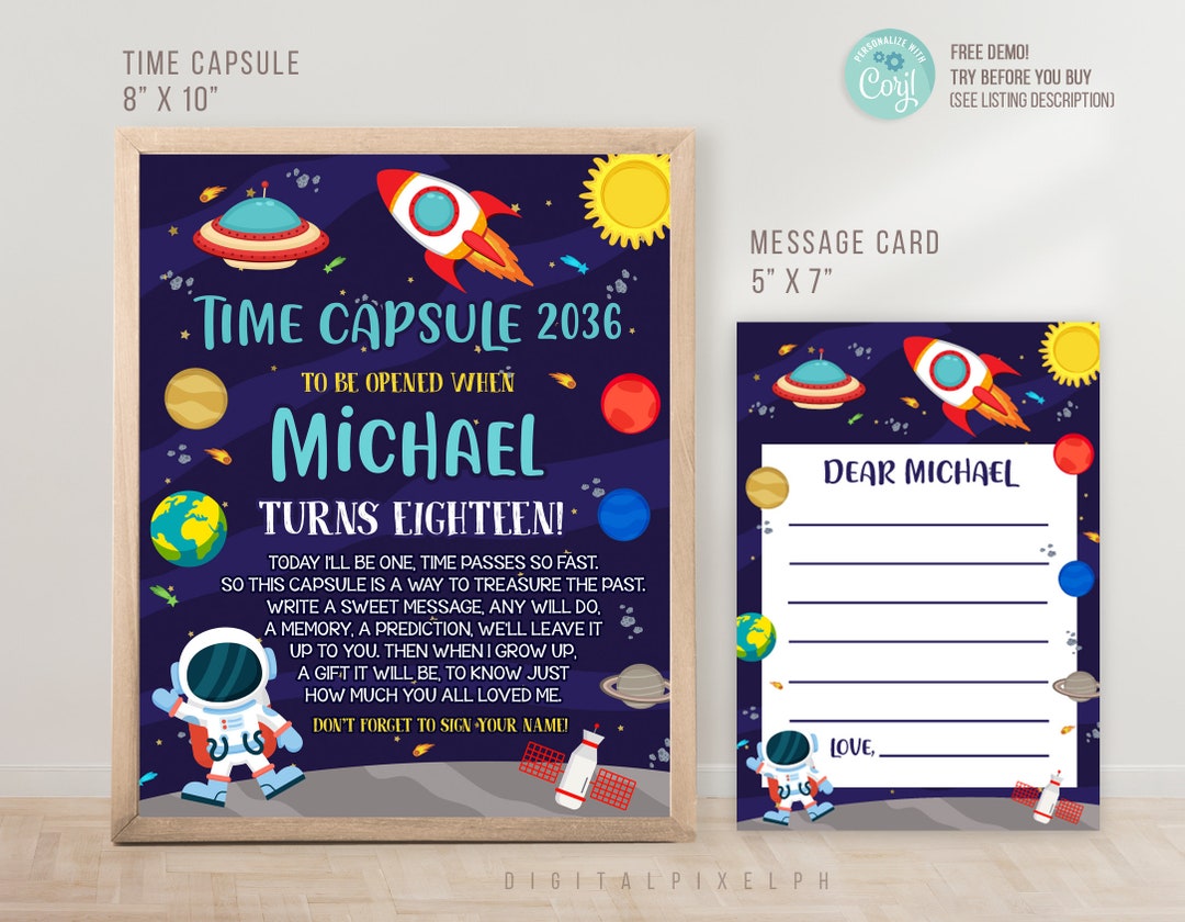 Editable Outer Space Time Capsule Printable Template, Space Time ...