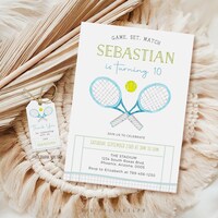 Girls Tennis Birthday Digital Invitation | Tennis-themed Party Invite ...