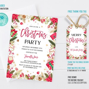 Editable Christmas Party Invitation Christmas Party Invite - Etsy