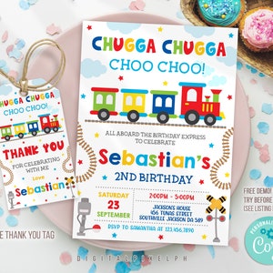 Editable Train Invitation Bundle Template, Train Welcome Custom Sign ...
