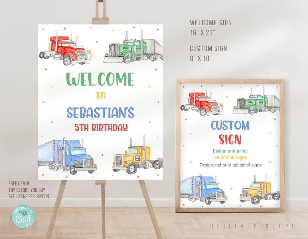 Editable Truck Welcome Sign Template, Truck Custom Sign Template, Semi ...