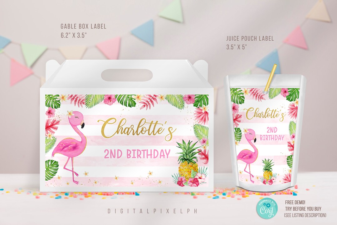 Editable Flamingo Capri Sun Labels, Flamingo Juice Labels, Flamingo ...