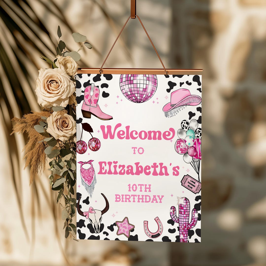 Cowgirl Welcome Sign Template, Cowgirl Custom Sign Template, Space ...