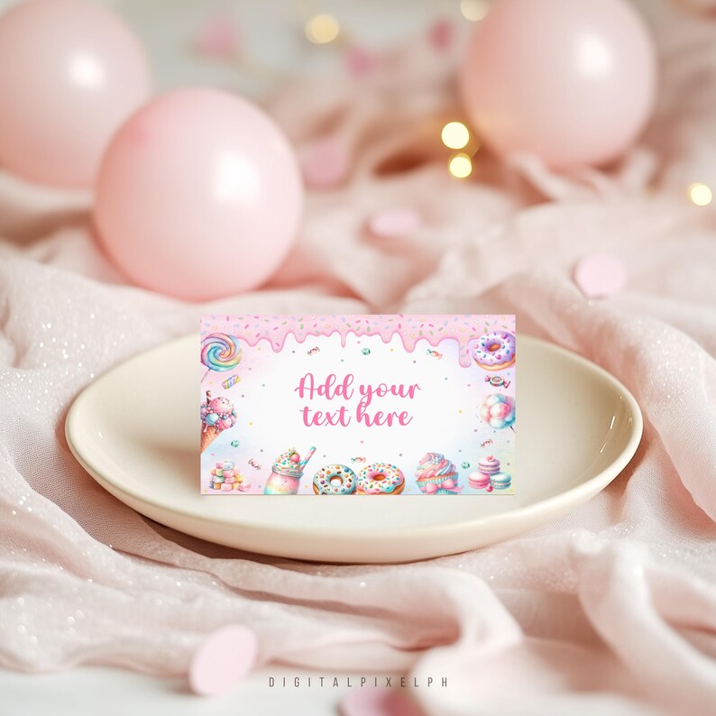 Editable Sweets Food Label, Candy Birthday Party Tent Cards (digital ...