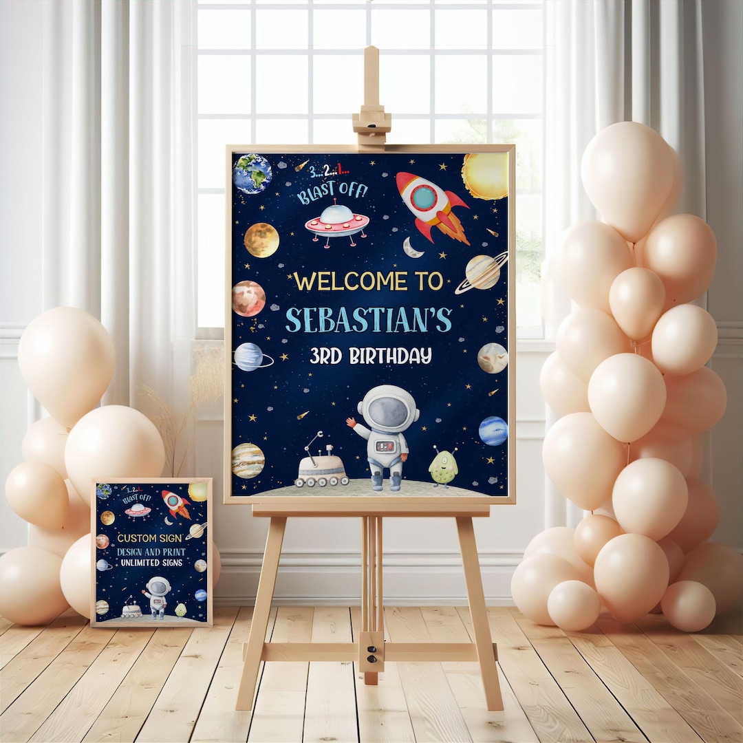 Outer Space Welcome Sign Template, Outer Space Custom Sign Template - Etsy