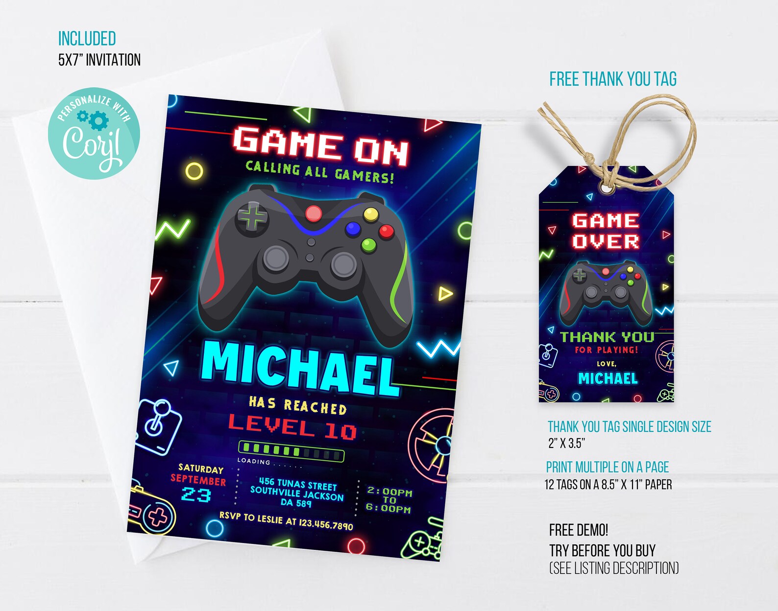 Video Game Invitation Gaming Party Invitation Gamer Party - Etsy
