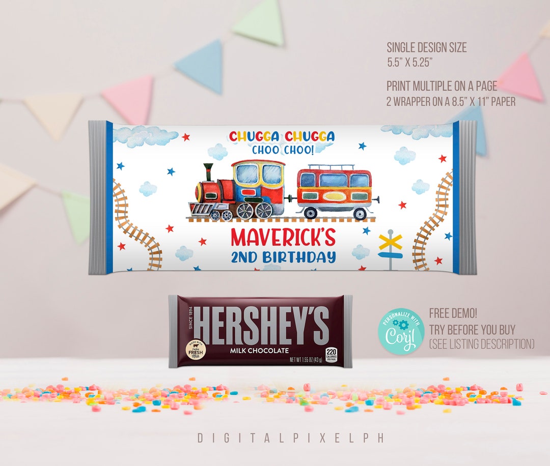 Editable Train Chocolate Wrapper, Train Candy Wrapper Template, Train ...