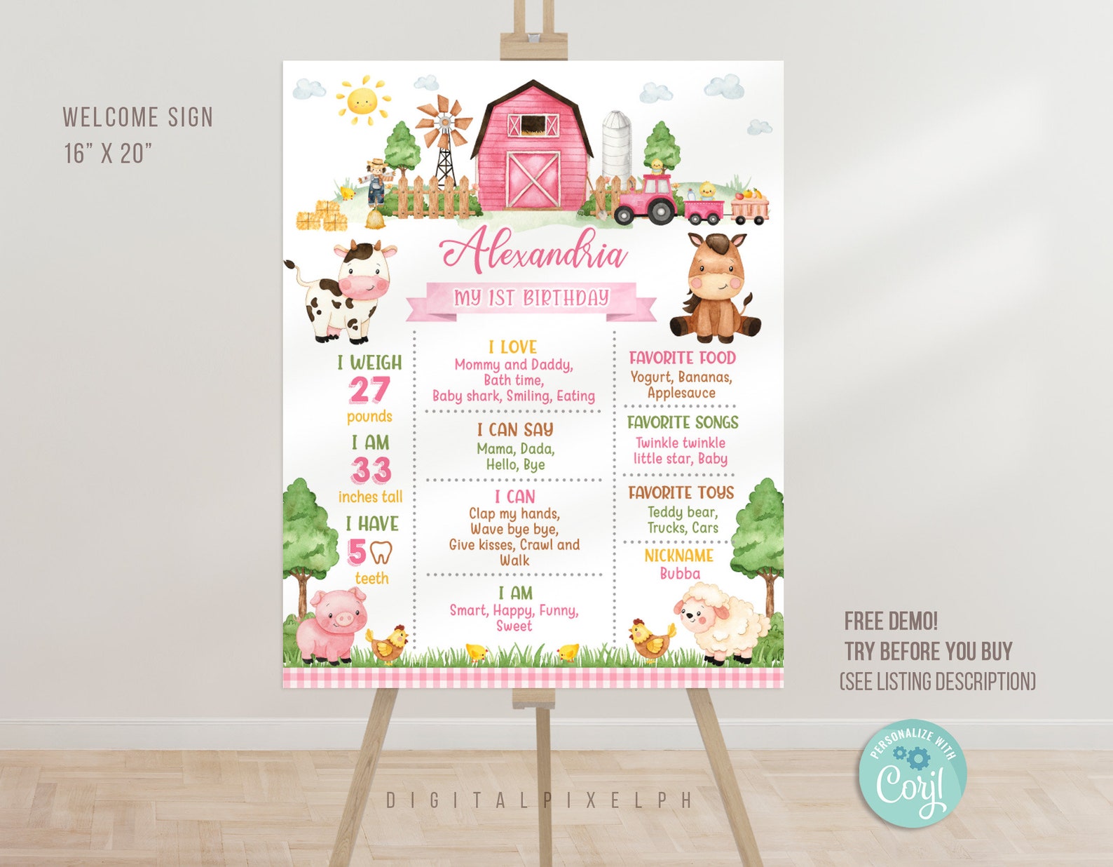 Farm Birthday Milestone Poster, Editable Template (digital Download) - Etsy