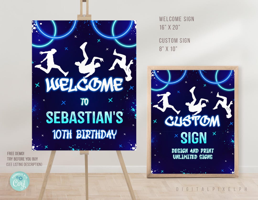 Editable Parkour Welcome Sign Template, Parkour Birthday Custom Sign ...