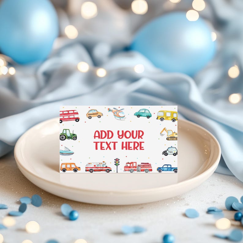 Editable Transportation Food Label Tent Cards (digital Download) - Etsy