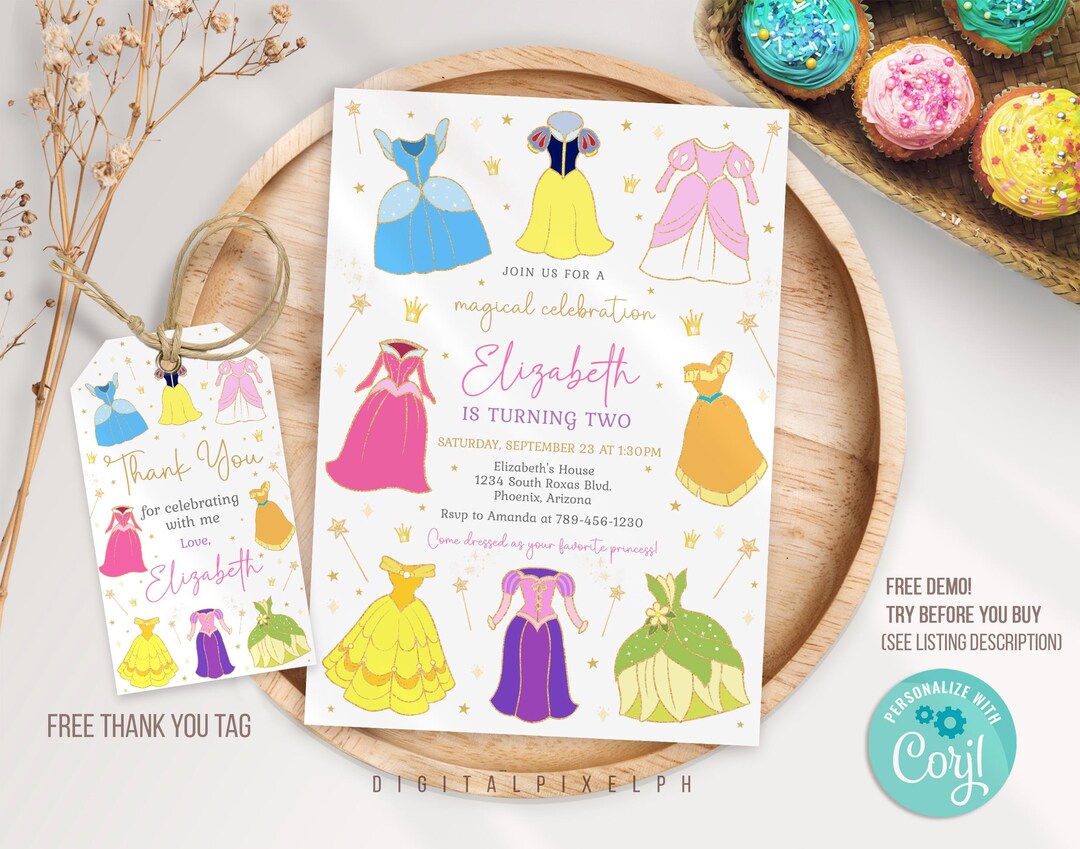 Editable Princess Birthday Invitation, Once Upon a Time Princess ...
