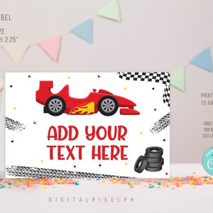 Editable Racing Car Food Label, Racing Car Food Tent Cards, Racing Car ...