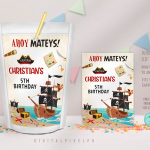 Editable Pirate Capri Sun Labels, Pirate Juice Labels, Pirate Gable Box ...
