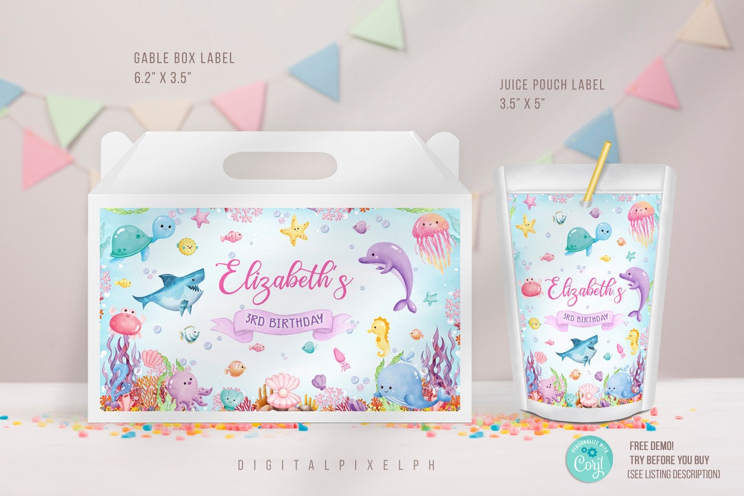 Editable Under the Sea Capri Sun Label, Under the Sea Water Juice ...