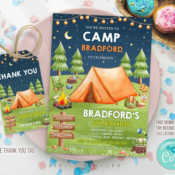 Camping Invitation - Etsy