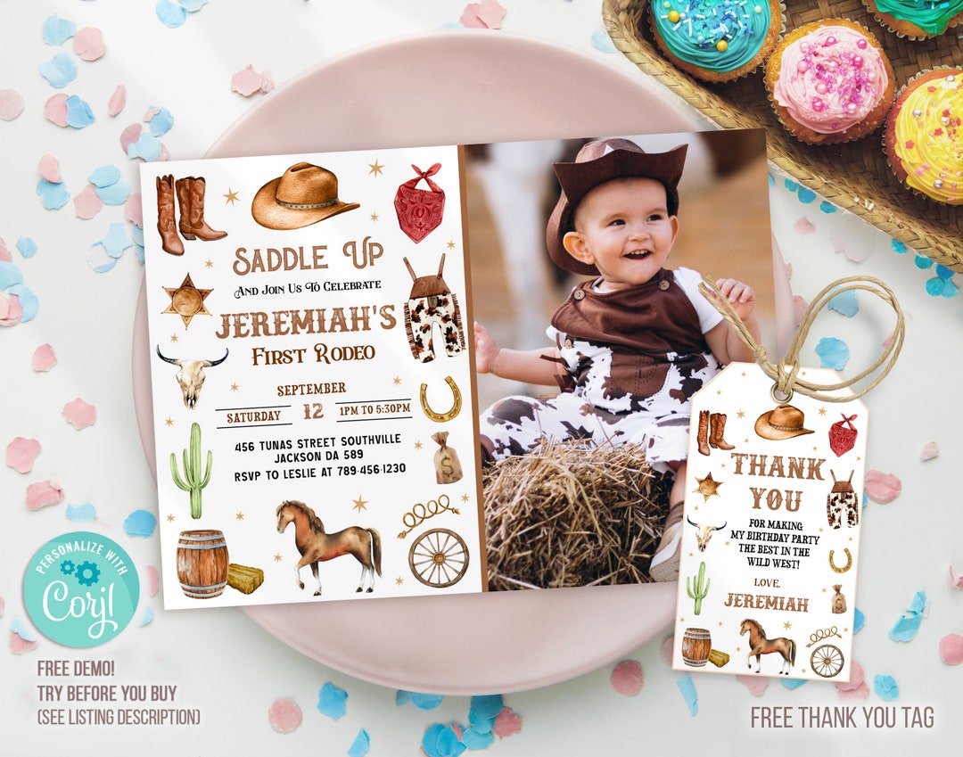EDITABLE Cowboy Birthday Invitation, Wild West Birthday Invitation ...