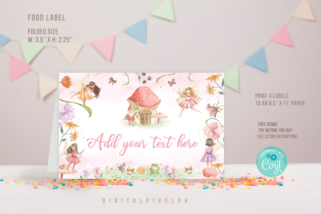 Editable Fairy Food Label, Fairy Food Tent Cards, Fairy Food Tent Label ...