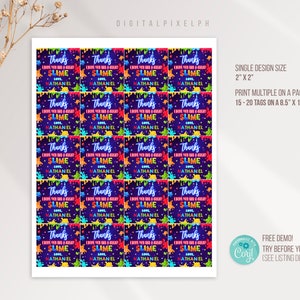 Editable Round Slime Party Thank You Tags, Slime Party Sticker, Square ...