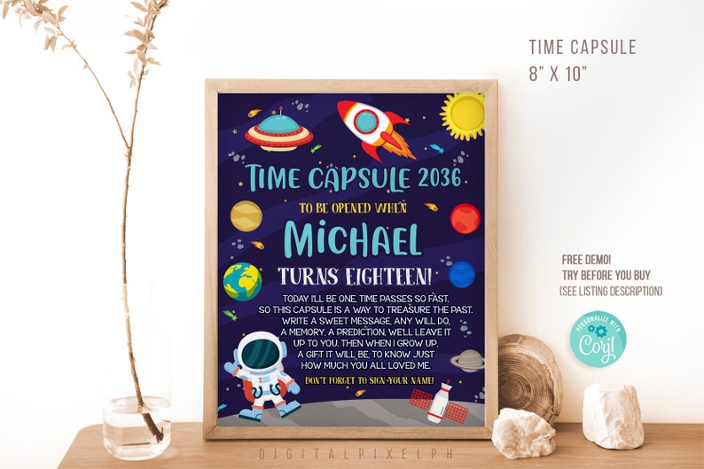 Editable Outer Space Time Capsule, Message Card (digital Download) - Etsy