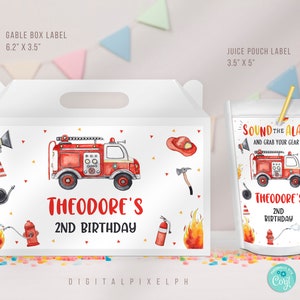 Editable Fire Truck Birthday Invitation Bundle Template, Fire Truck ...