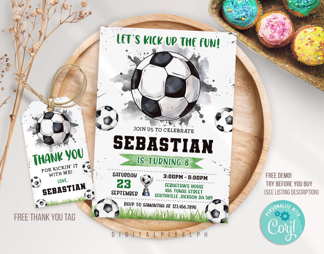 Editable Soccer Birthday Invitation Template, Soccer Birthday ...