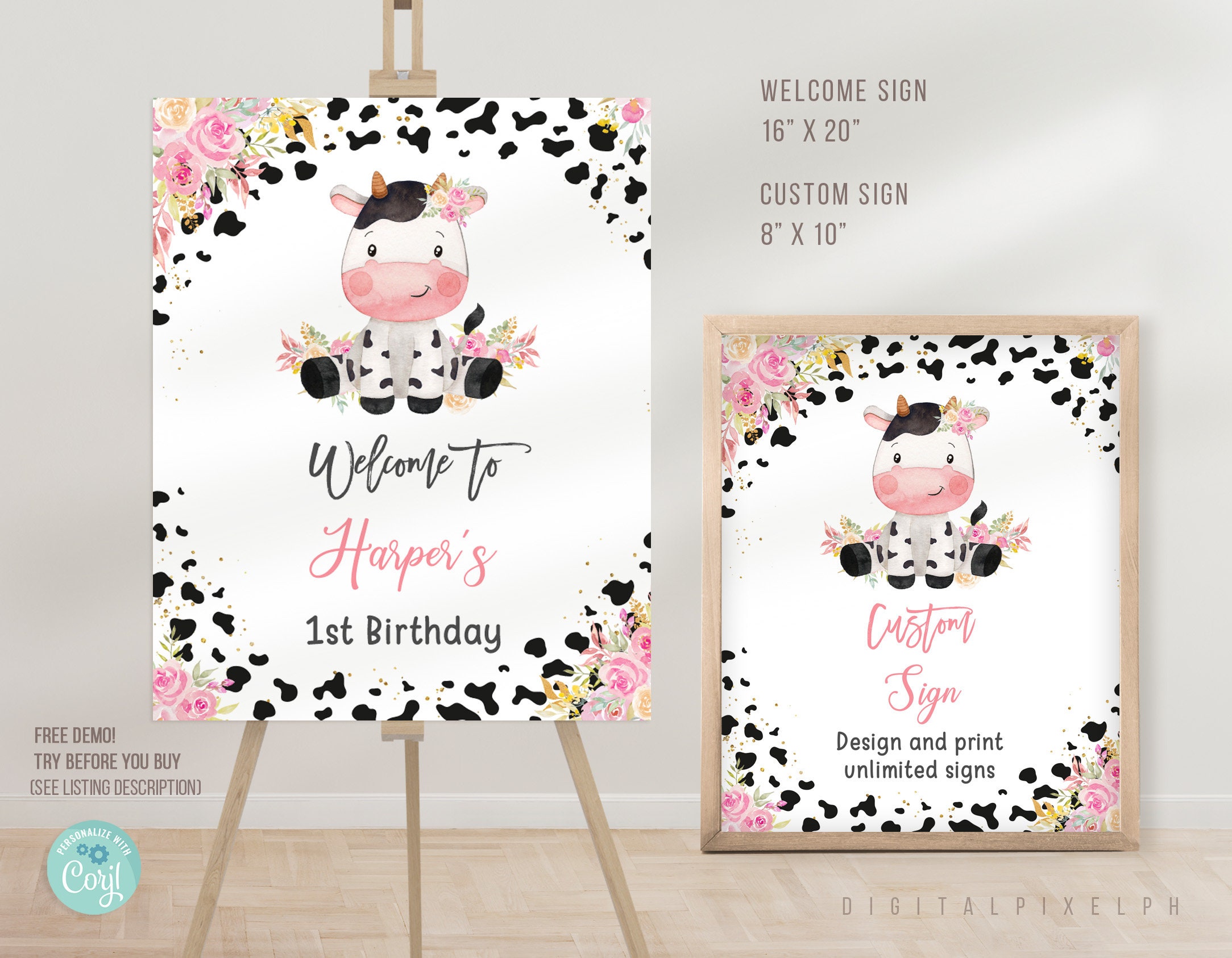 Editable Holy Cow Birthday Welcome Sign Template (digital Download) - Etsy