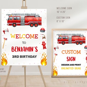 Editable Fire Truck Birthday Invitation Bundle Template, Fire Truck ...