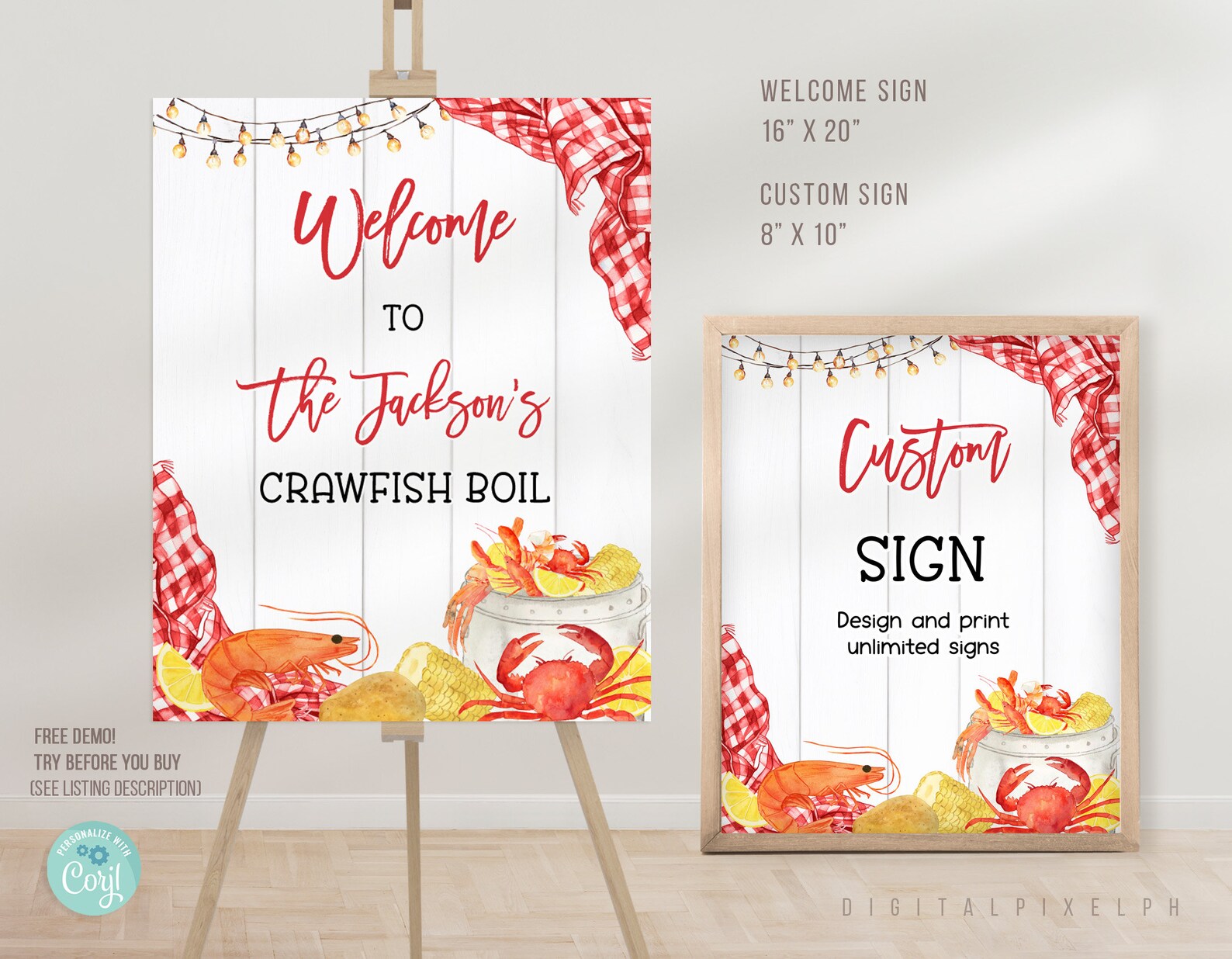 Editable Seafood Boil Welcome Sign Template, Seafood Boil Custom Sign ...