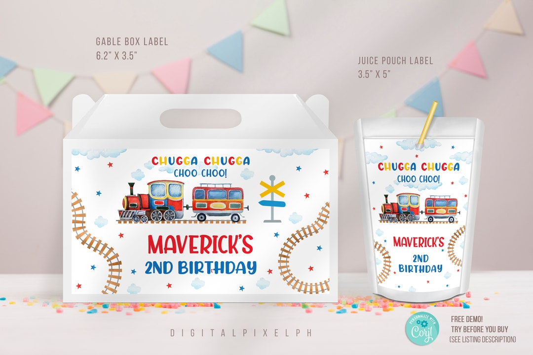 Editable Train Capri Sun Label, Train Juice Labels, Train Gable Box ...