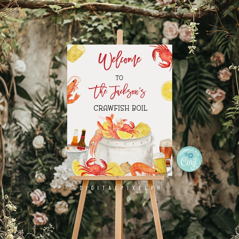 Seafood Boil Welcome Sign Template, Crawfish Party (digital Download ...