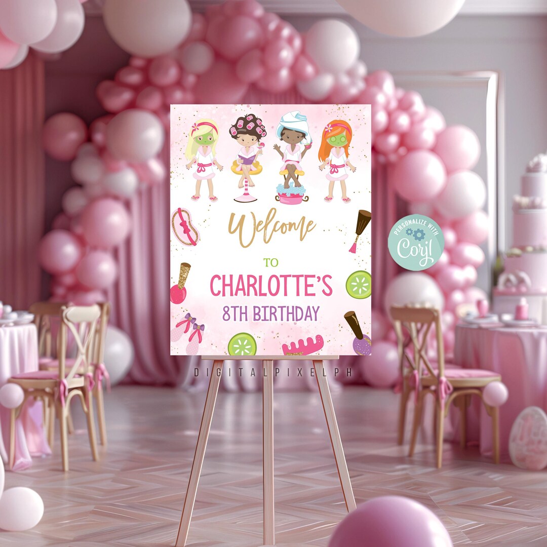Editable Spa Party Welcome Sign Template, Custom Sign (digital Download ...
