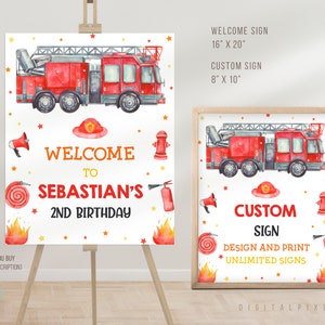 Editable Fire Truck Birthday Invitation Bundle Template, Fire Truck ...