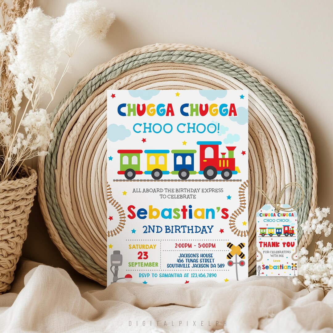 Train Birthday Invitation Template, Editable Party Invite (digital ...