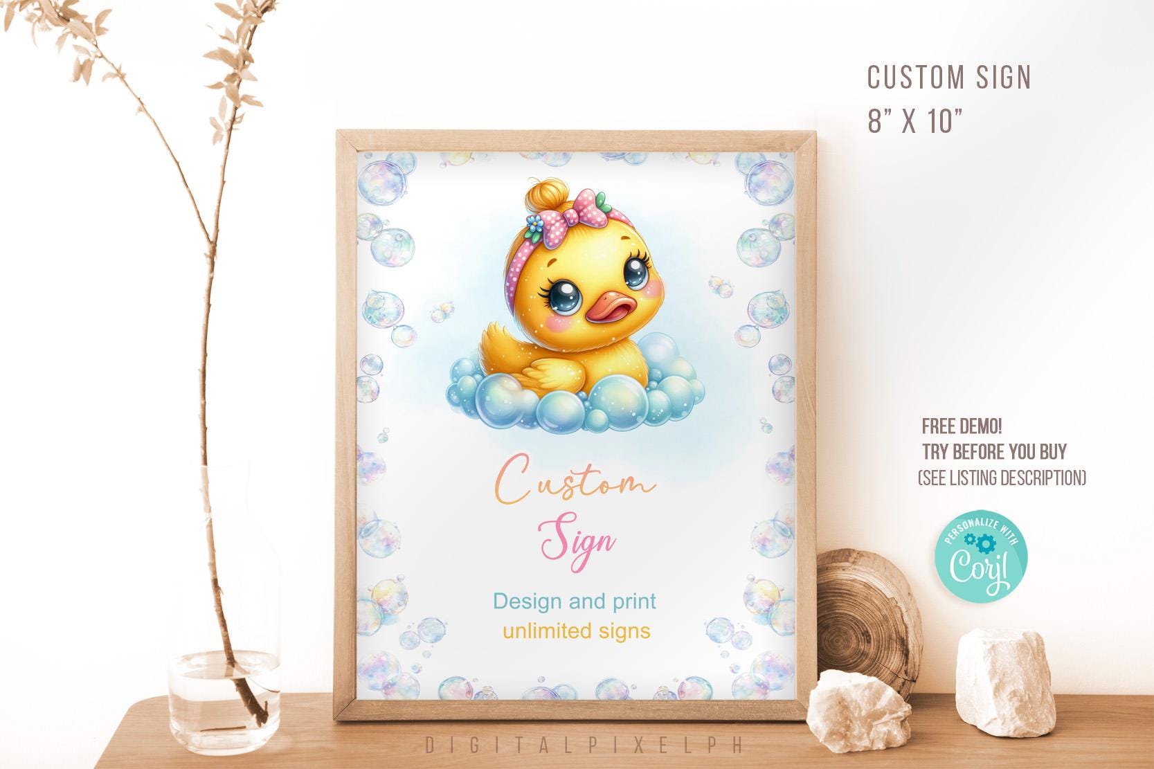 Editable Rubber Duck Birthday Welcome Sign, Rubber Duck Birthday Custom ...