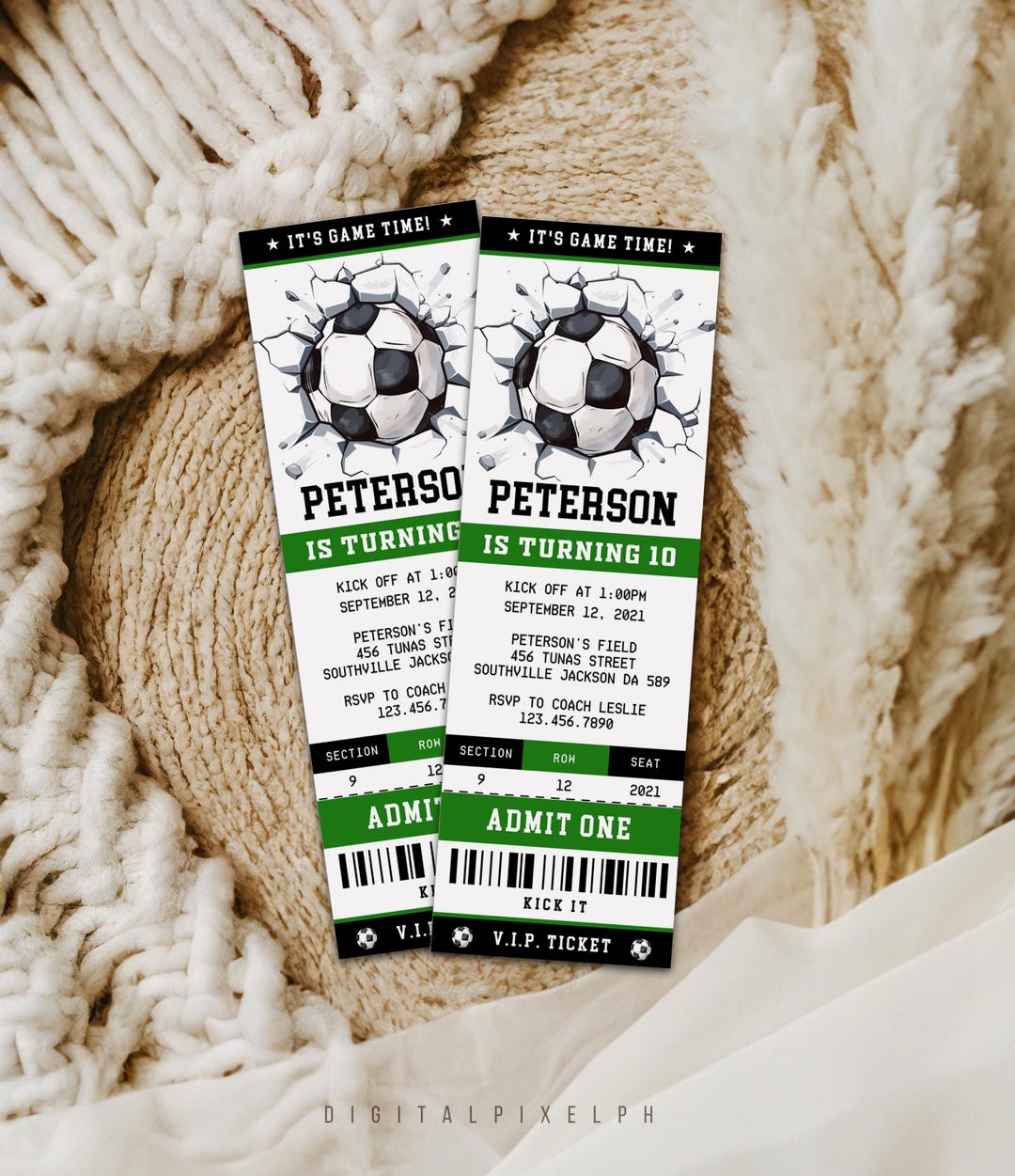 Soccer Ticket Birthday Invitation Template, Soccer Invitation, Soccer ...