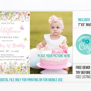 EDITABLE Wildflower Birthday Invitation Template, Wildflower Birthday ...