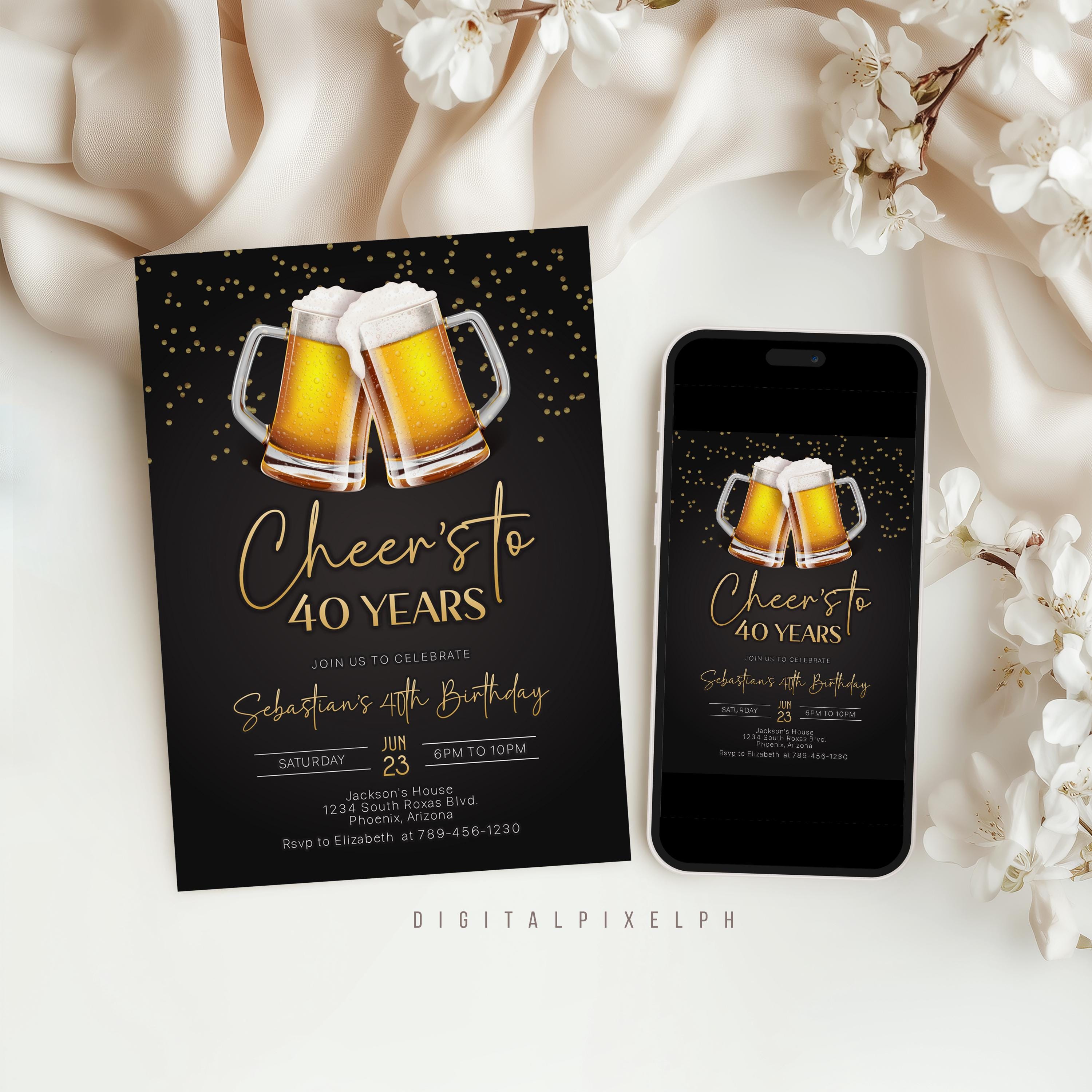 Editable Beer Birthday Invitation Template (digital Download) - Etsy