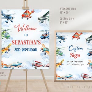 Editable Airplane Birthday Party Welcome Sign Template, Airplane ...
